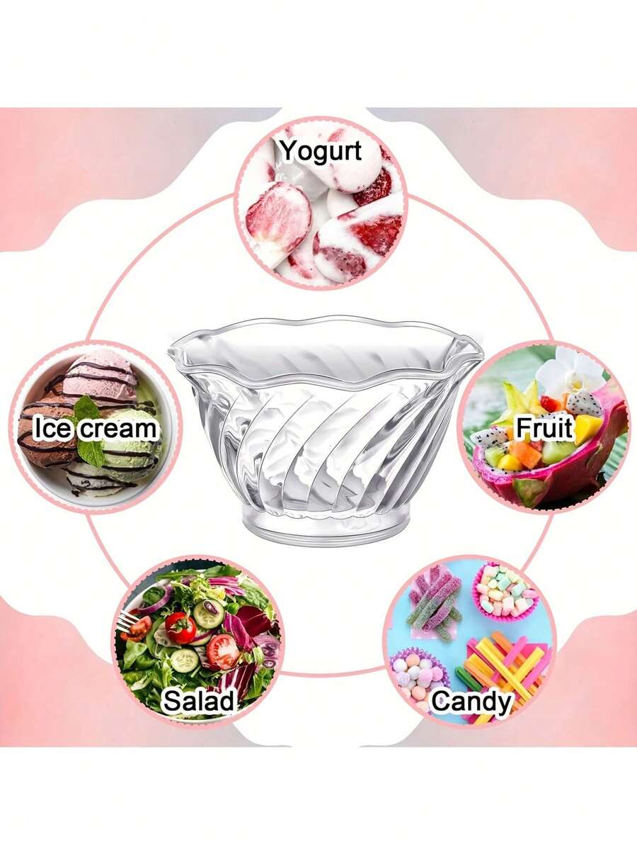 8pcs Plastic Dessert Cups, 6oz Clear Ice Cream Sundae Sampling Bowls ...