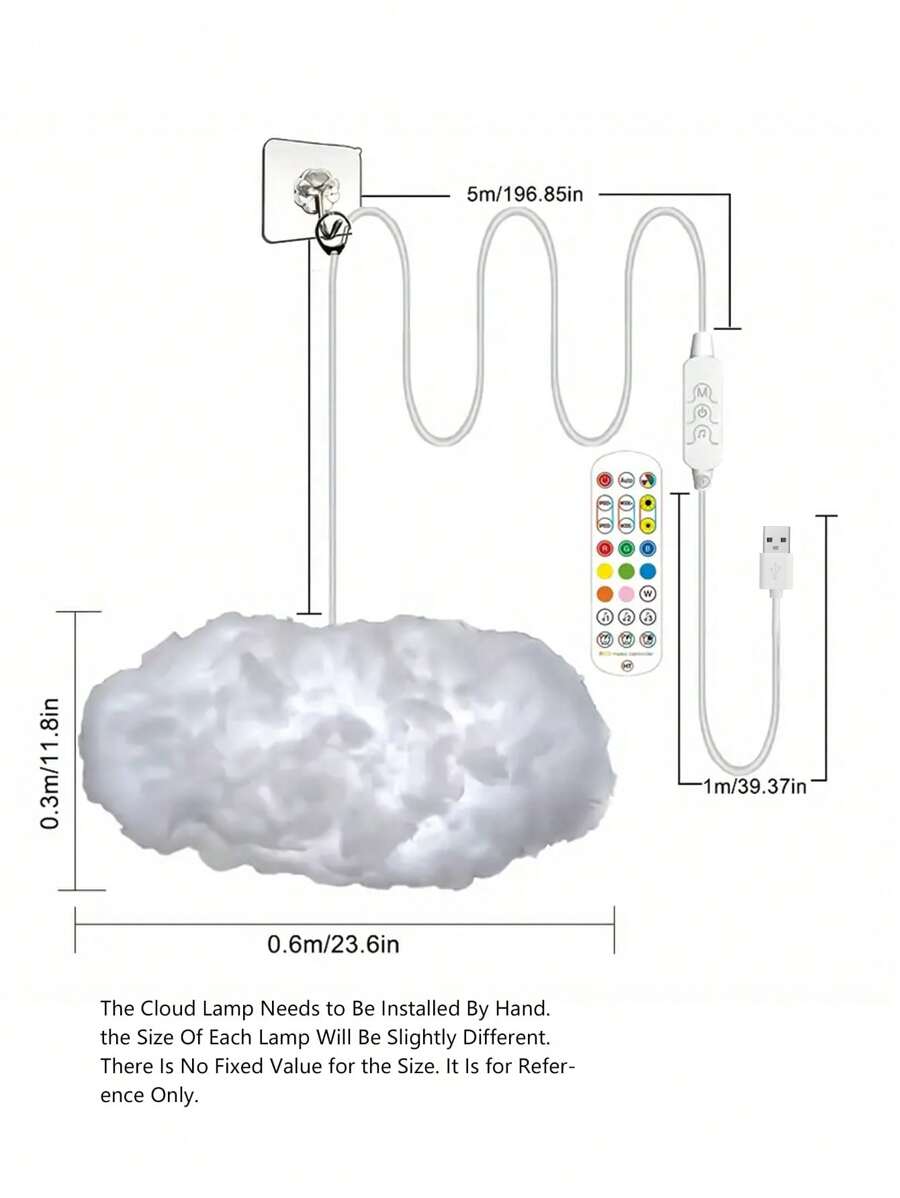Multi-Functional 3D Colorful Thunder Cloud Lamp Kit With Large Cloud ...