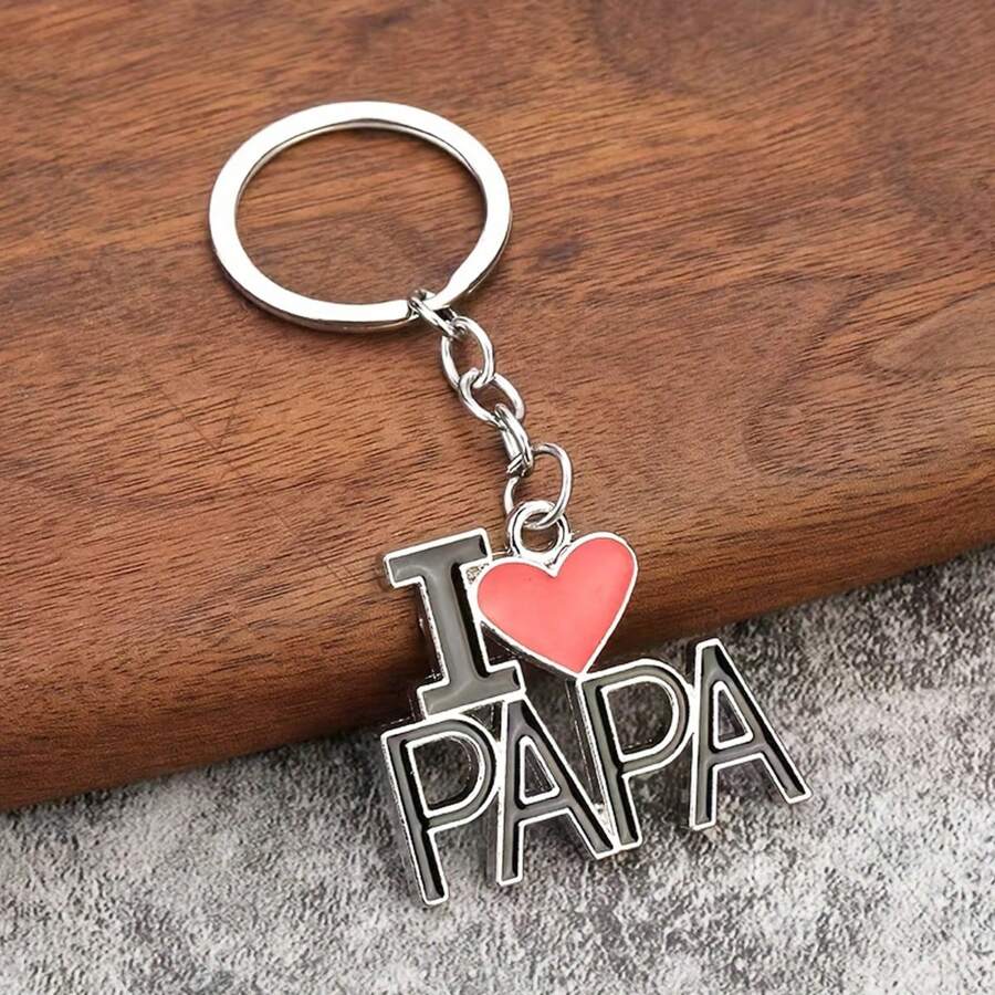 1pc 'I Love Dad' Keychain, Trendy Letter Shaped Alloy Key Holder With ...