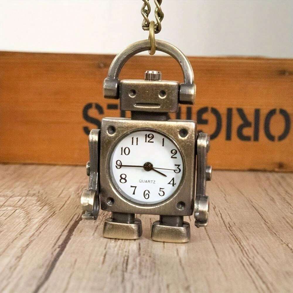 Cool Robot Quartz Pocket Watch With Arabic Numerals On A Round Dial. A ...