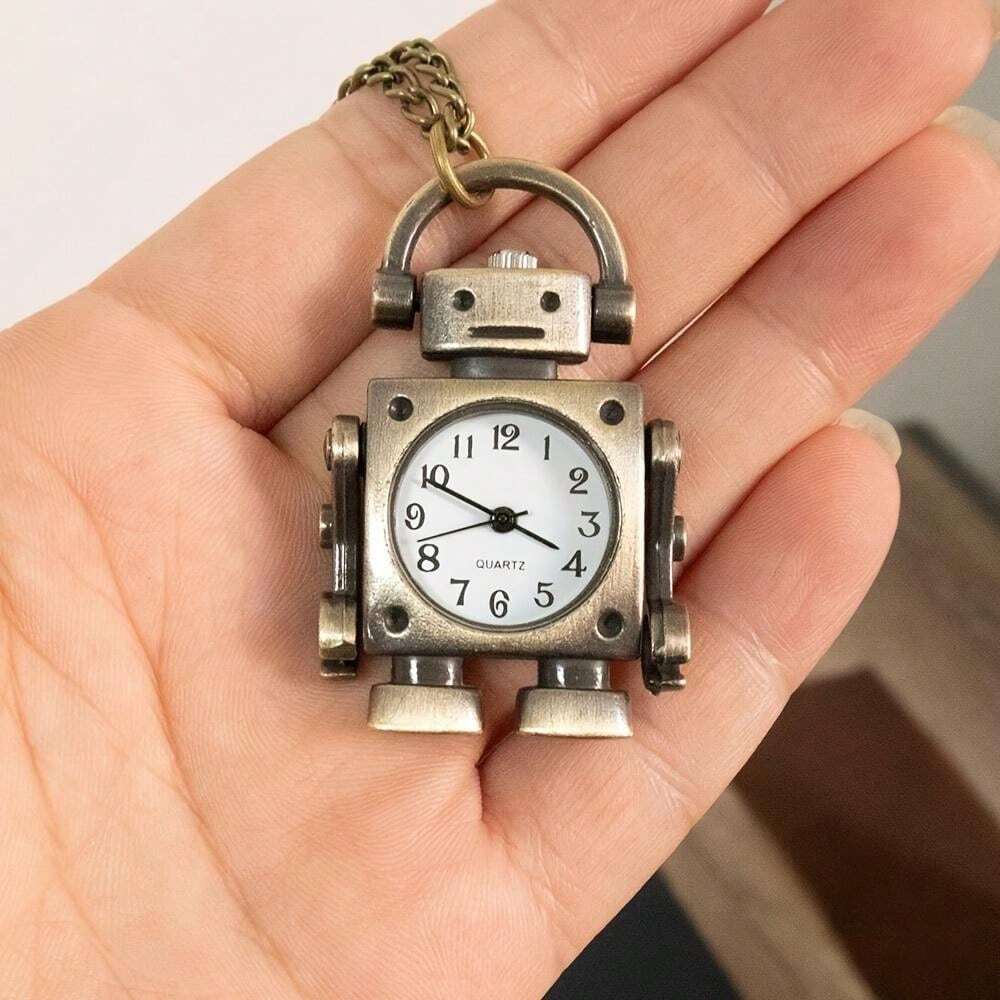 Cool Robot Quartz Pocket Watch With Arabic Numerals On A Round Dial. A ...