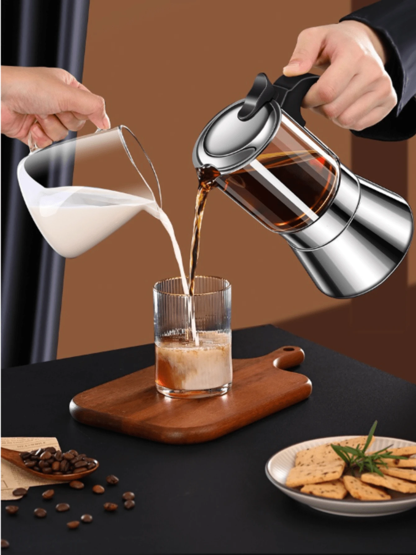 1 pieza Cafetera espresso con olla Moka francesa de acero inoxidable ...