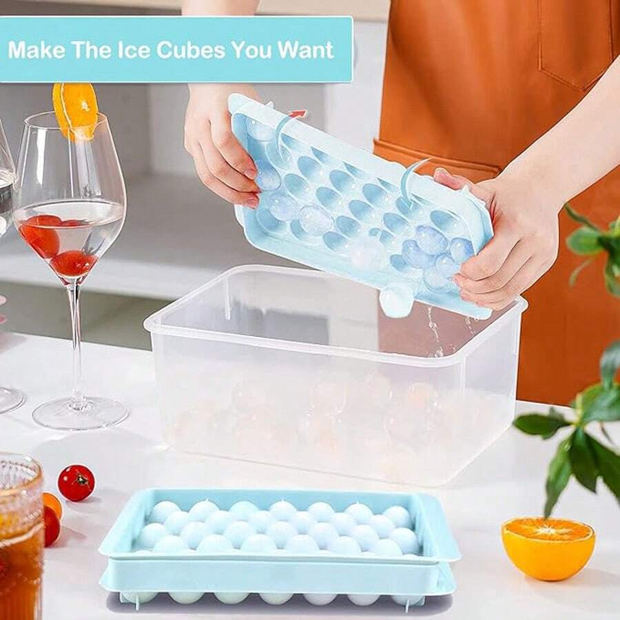 Ice Cube Tray For Refrigerator With Lid And Trash Can 6-Piece Set ...