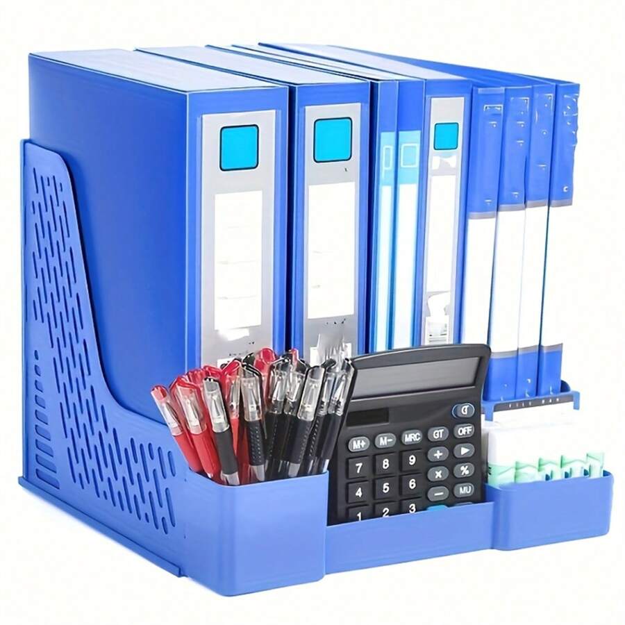 1pc Multi-Level Desktop File Rack With Four Columns, Desktop Bookshelf ...