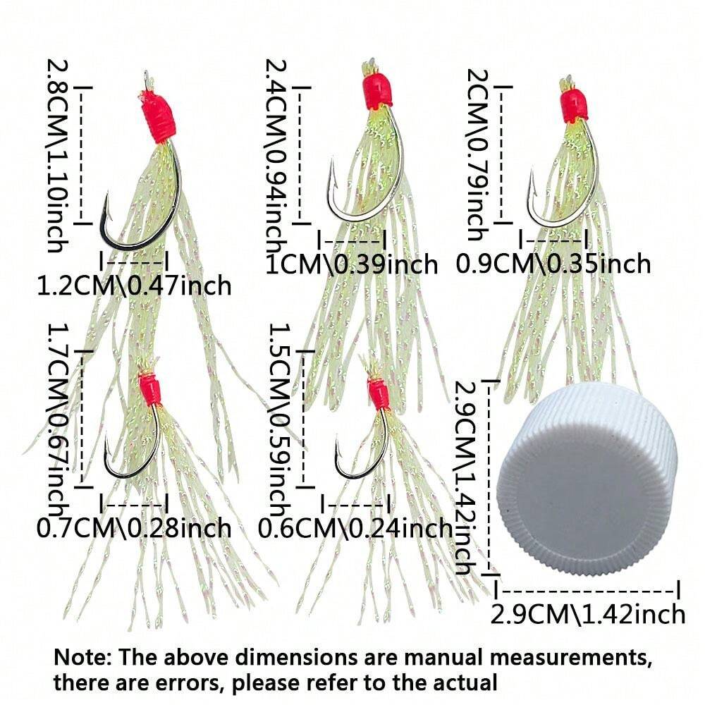 1 Pack Of 6 Colorful Silk Fishing Bait Hooks With Barbs, High-Carbon ...