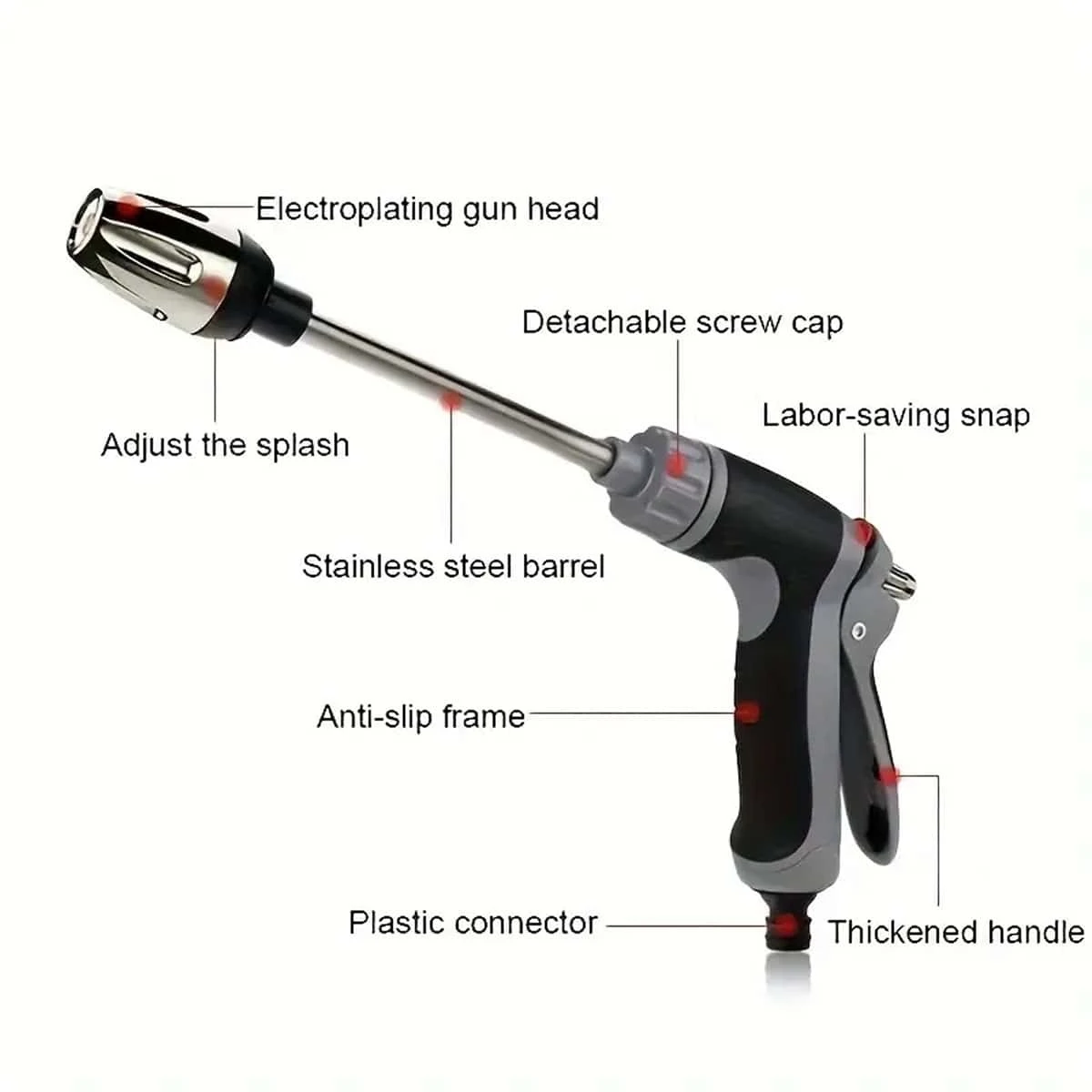 High-Pressure Car Wash Water Gun Domestic Car Dual-Purpose Alloy Long ...