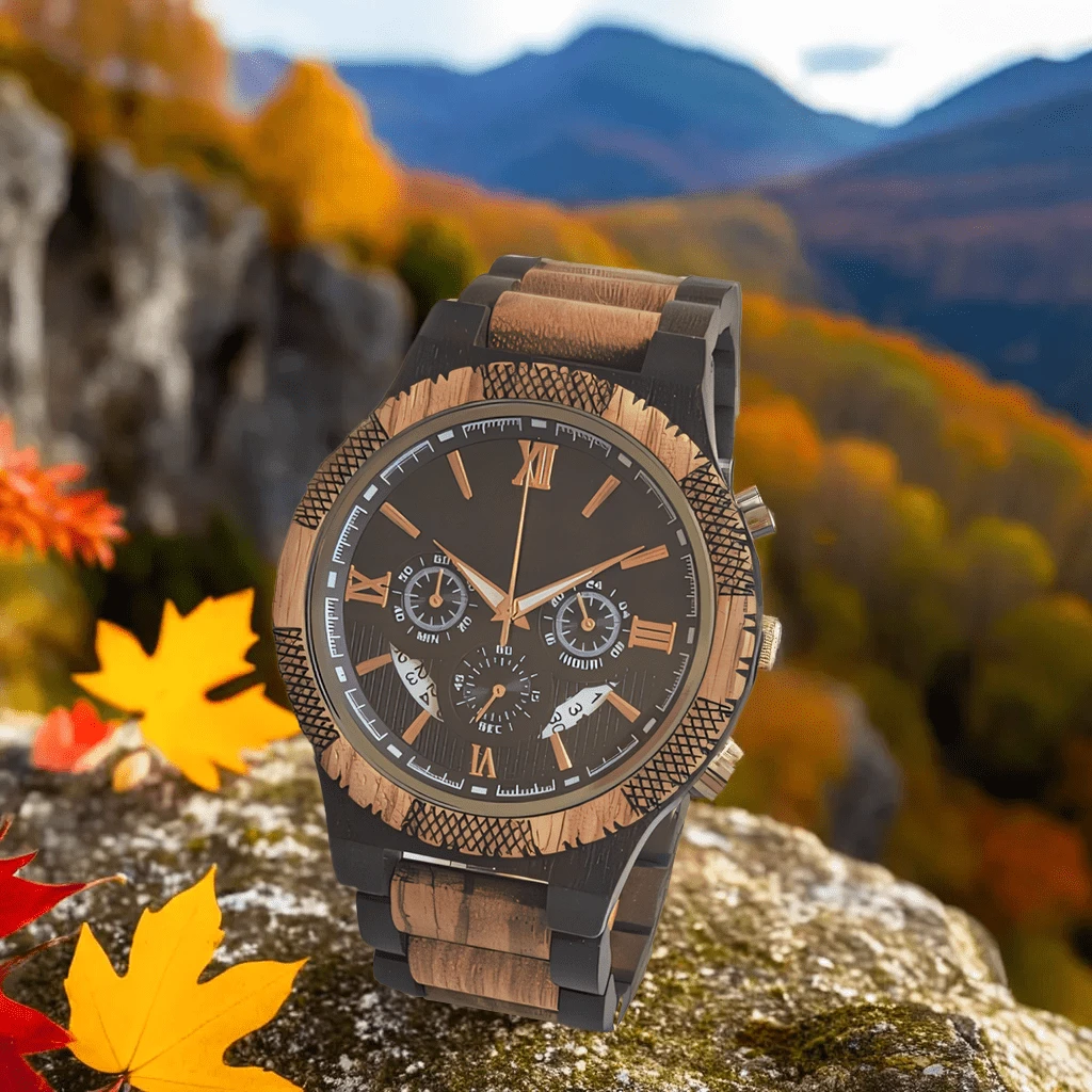 Wooden Wrist Watch For Men Luxury Stylish Multifunction Chronograph ...