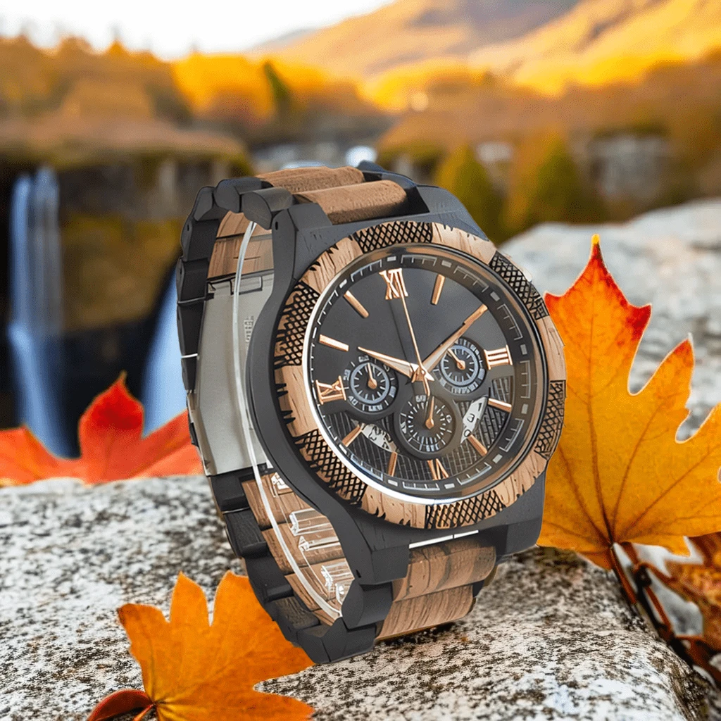 Wooden Wrist Watch For Men Luxury Stylish Multifunction Chronograph ...