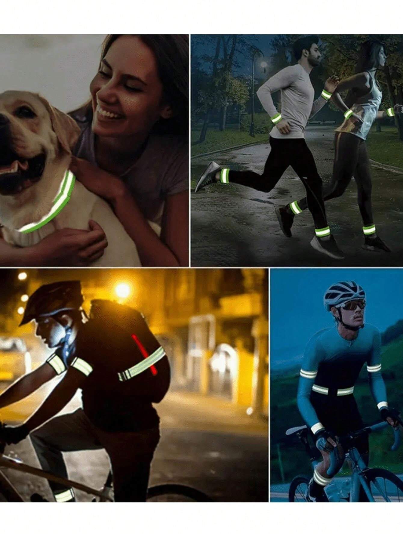 1/2PCS High Visibility Reflective Arm Bands - LED Safety Wristbands For ...