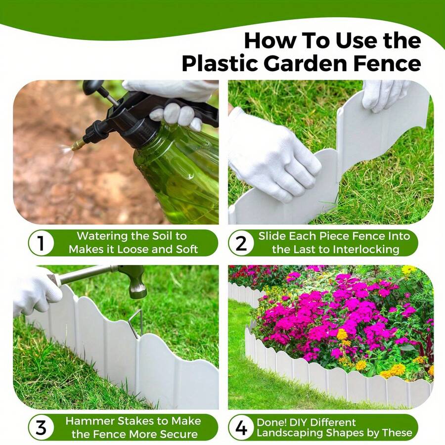 20 Pcs Garden Edging Border Plastic No Dig Landscape Edging Bordergarden Fencing With Edging