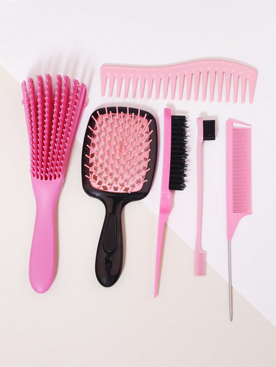 6-Piece Hair Styling Comb Hollow Hair Brush Set, Tear Hair Brush, Mouse ...