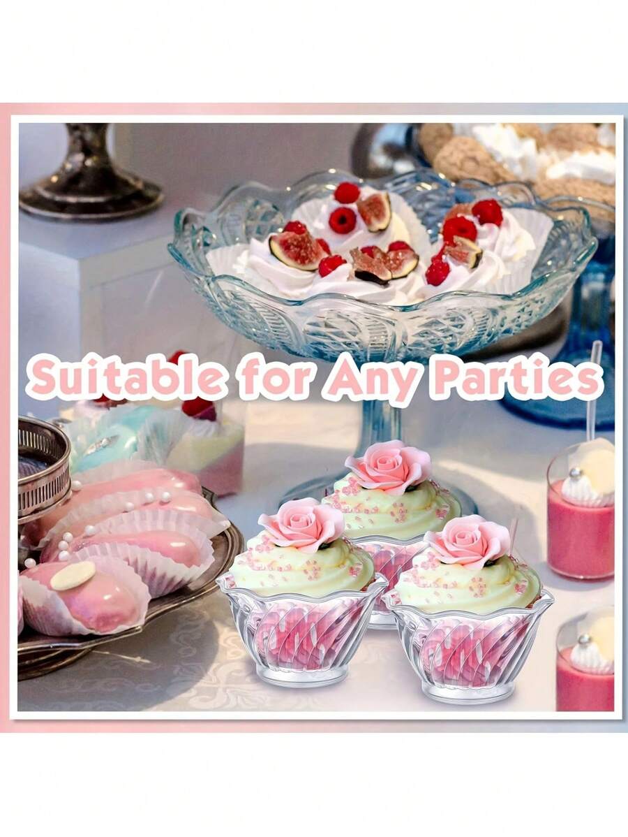 8pcs Plastic Dessert Cups, 6oz Clear Ice Cream Sundae Sampling Bowls ...