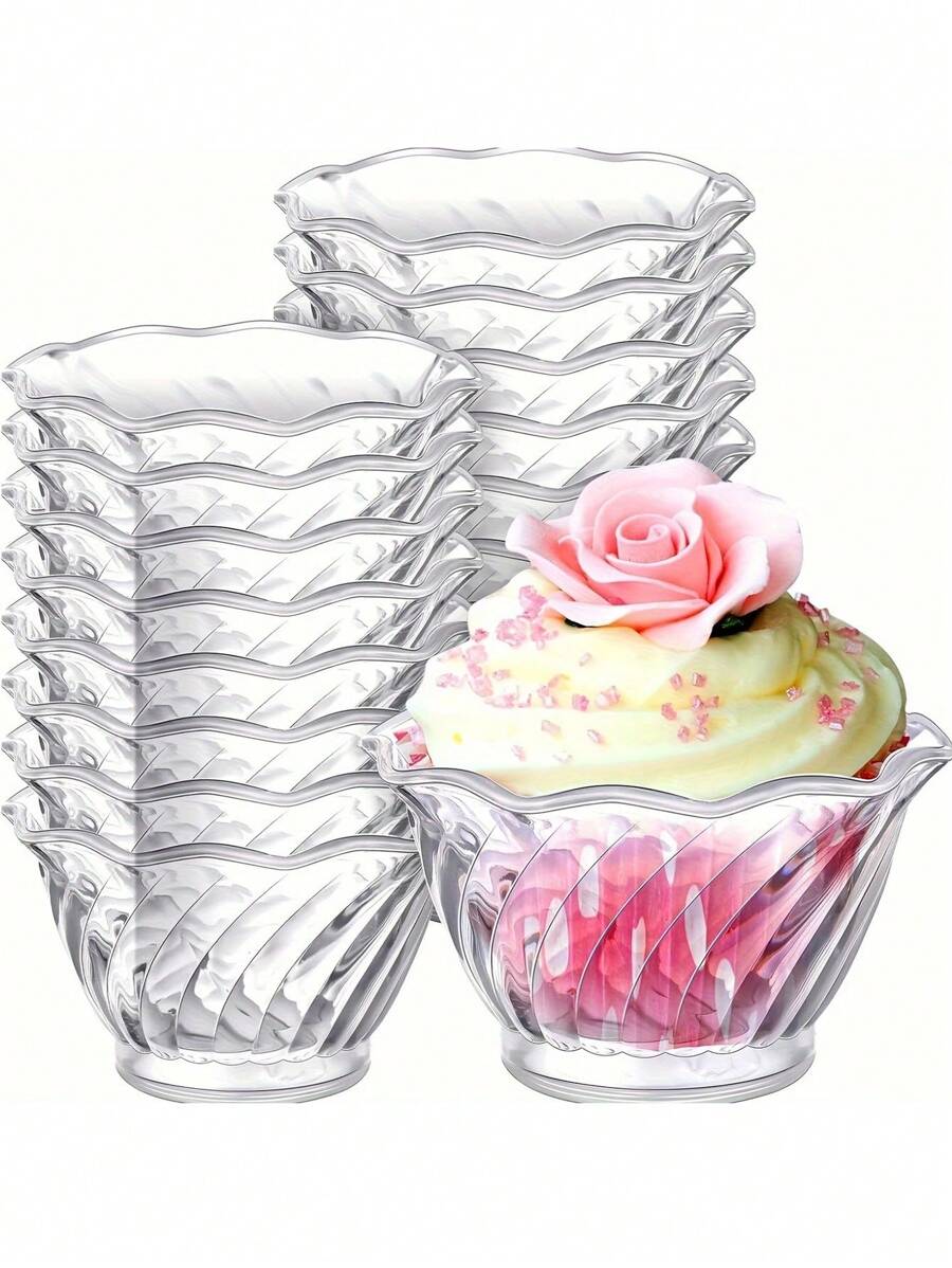 8pcs Plastic Dessert Cups, 6oz Clear Ice Cream Sundae Sampling Bowls ...