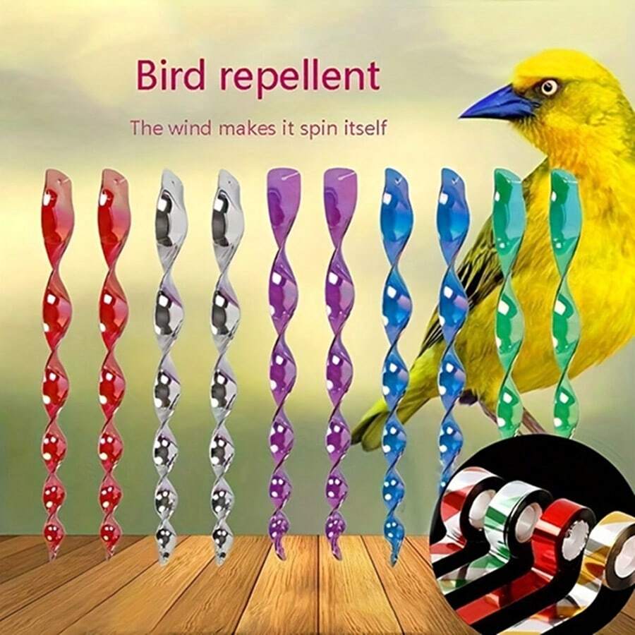 10pcs Reflective Bird Repellent Wind Twisters, Colorful Deterrent Rods ...