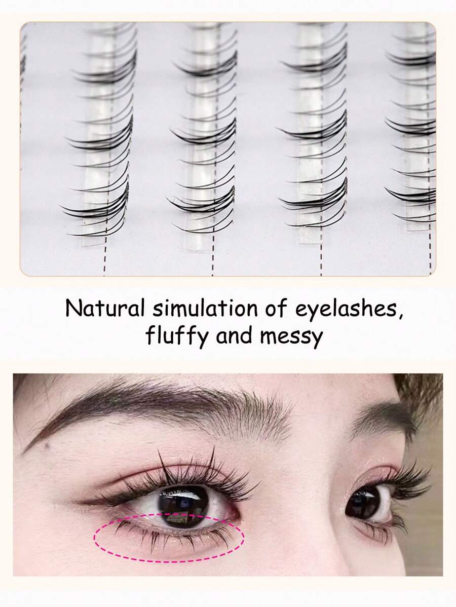 120 Pcs Ten Rows Of Clustered Lower Eyelashes, A Lazy Style Natural ...