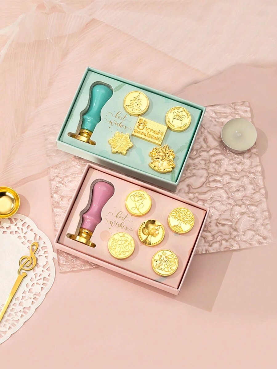 1 Set Of Wax Seals, Macaron Colored 6 Pieces Set, Including 1 Handle ...