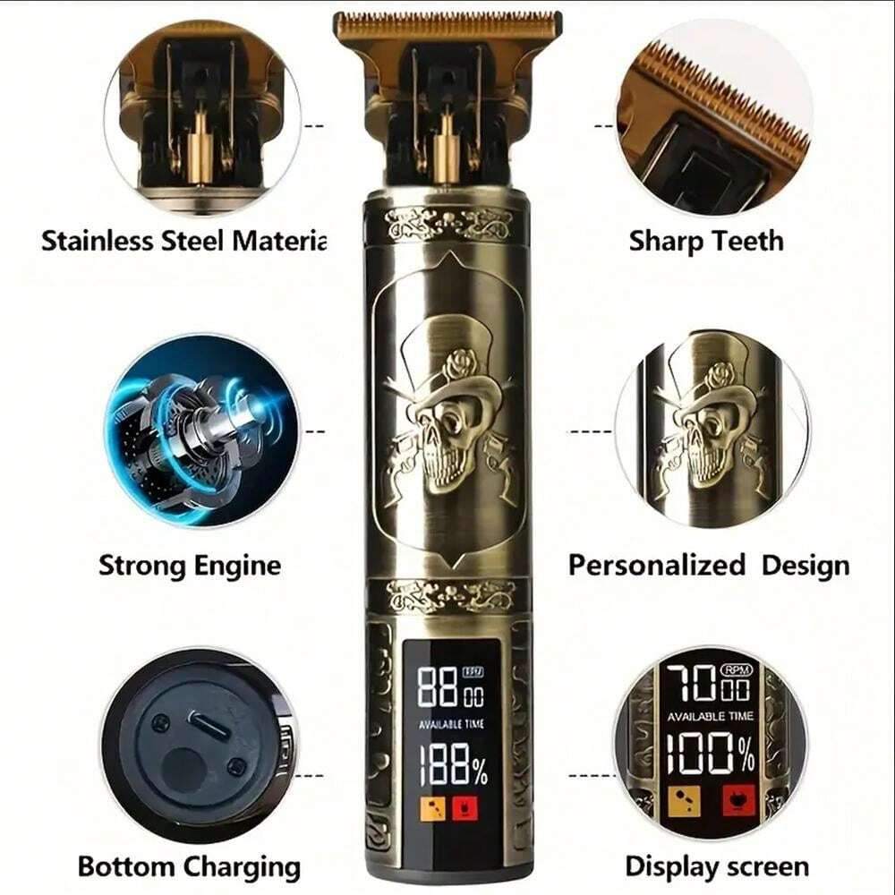 Beard Trimmer - Zero Gapped T-Blade Trimmer With LCD Display - Hair ...
