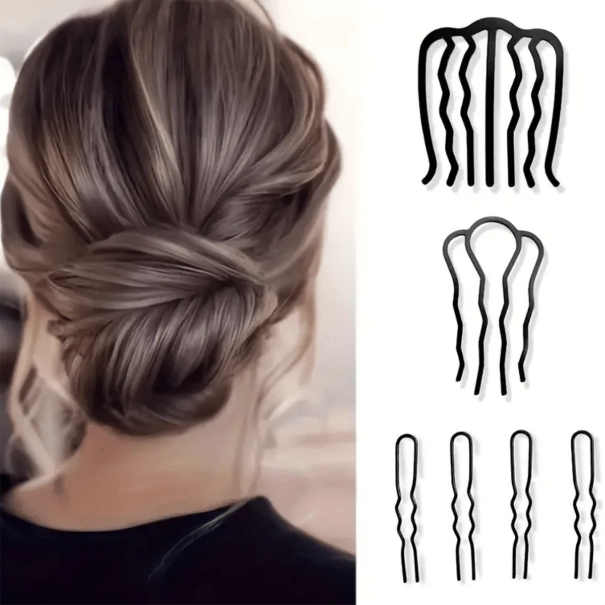 6pcs Matte Hair Comb Hair Pin Set Bun Maker Hair Styler For Elegant ...
