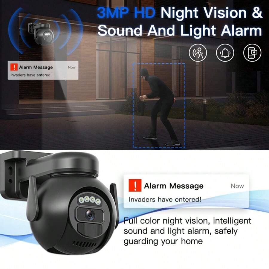 กล้องนิรภัย 2K พร้อมแผงโซลาร์เซลล์ ระบบตรวจสอบ PTZ 3MP, สปอตไลท์กีฬา ...