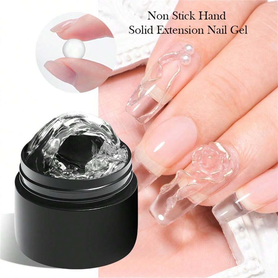 6pcs Aurora Non-Stick Hand Solid Nail Extension Gel Set -Clear Glitter ...