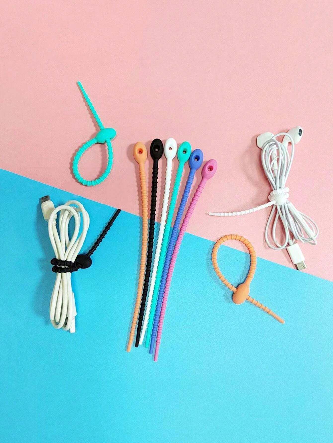 10pcs Colorful Silicone Tadpole Shaped Tie Wraps, For DIY Keychain ...