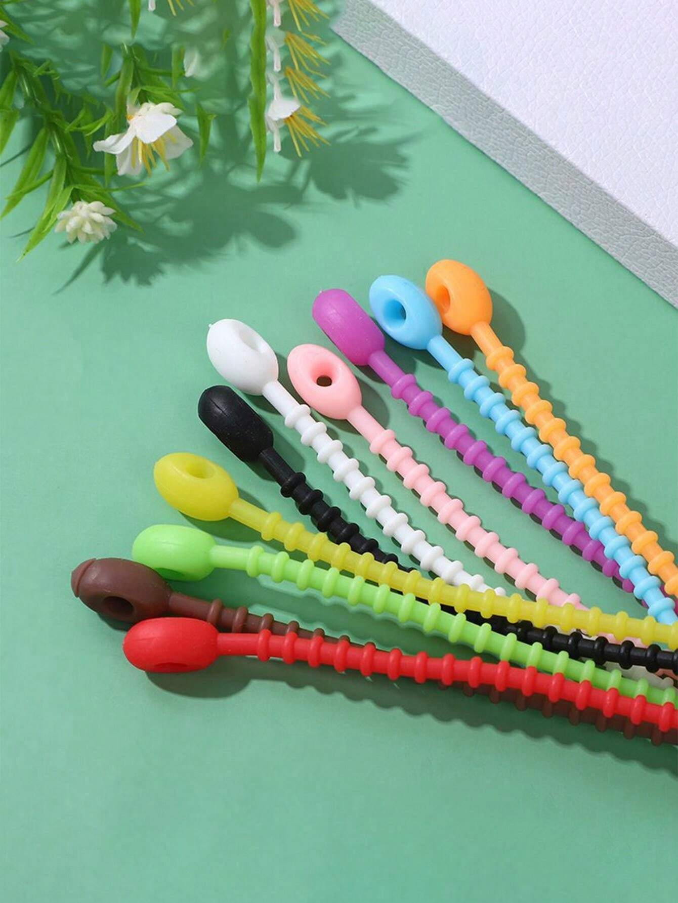 10pcs Colorful Silicone Tadpole Shaped Tie Wraps, For DIY Keychain ...