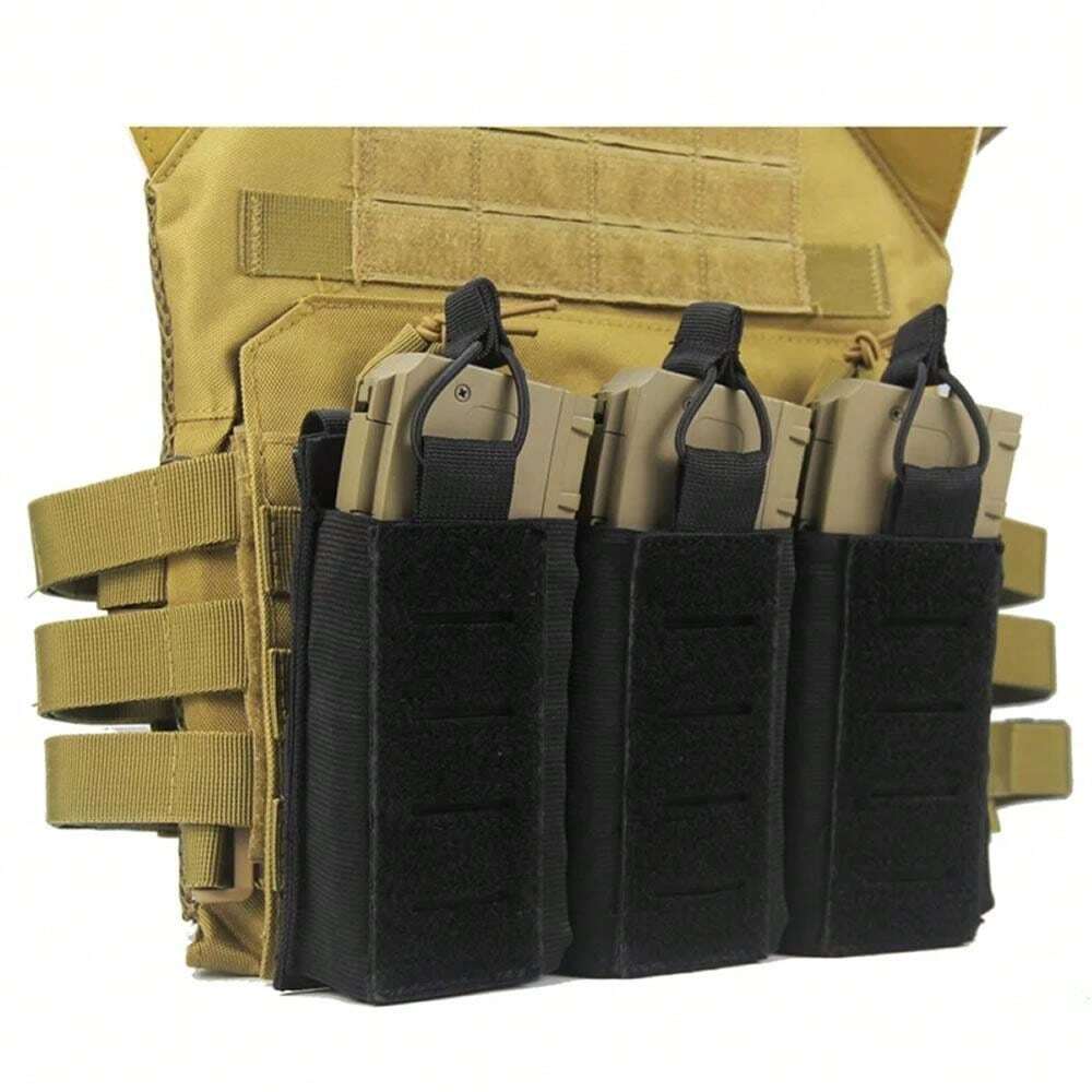 Molle Mag Pouch Tactical Magazine Pouch Elastic Open-Top Triple Mag ...