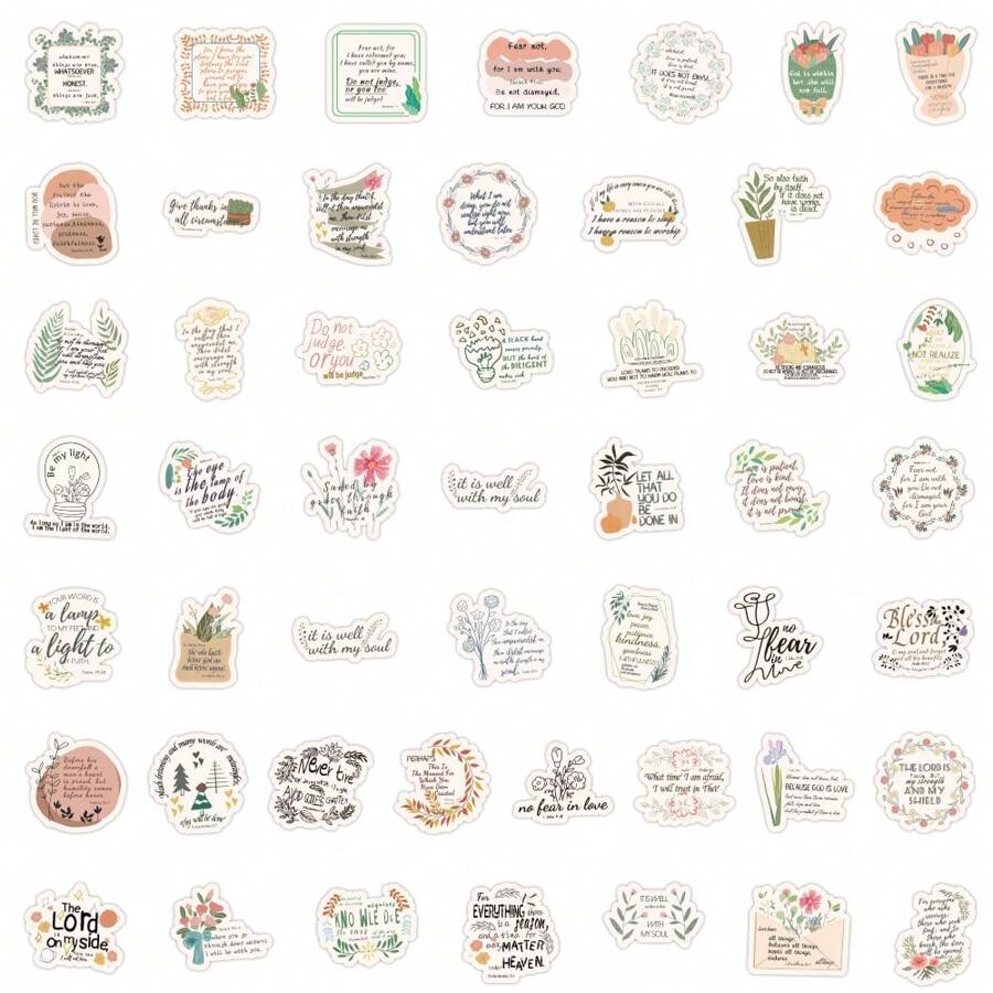 50Pcs Bible Stickers, Inspirational Christian Stickers, Bible Verse ...