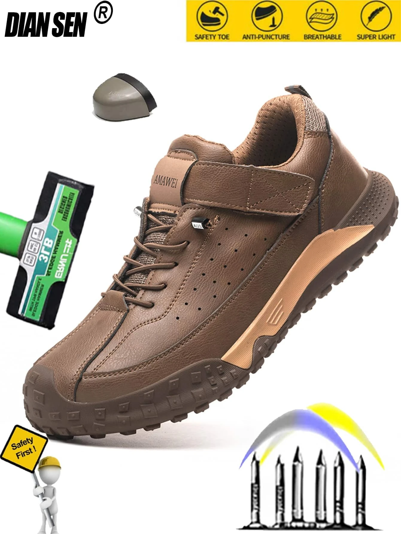 Easy Wear Safety Shoes For Men Steel Toe Work Shoes Puncture Proof Work ...