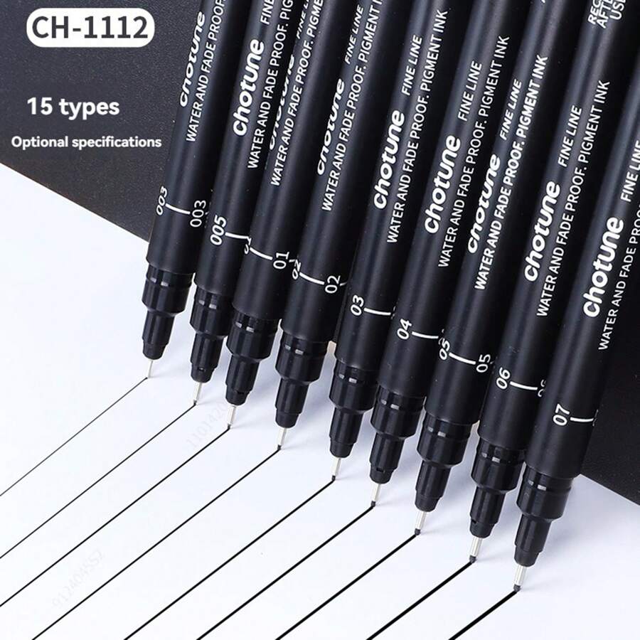 15 Sizes Black Micro Pens,Waterproof Archival Ink,Fine Point Pen For ...
