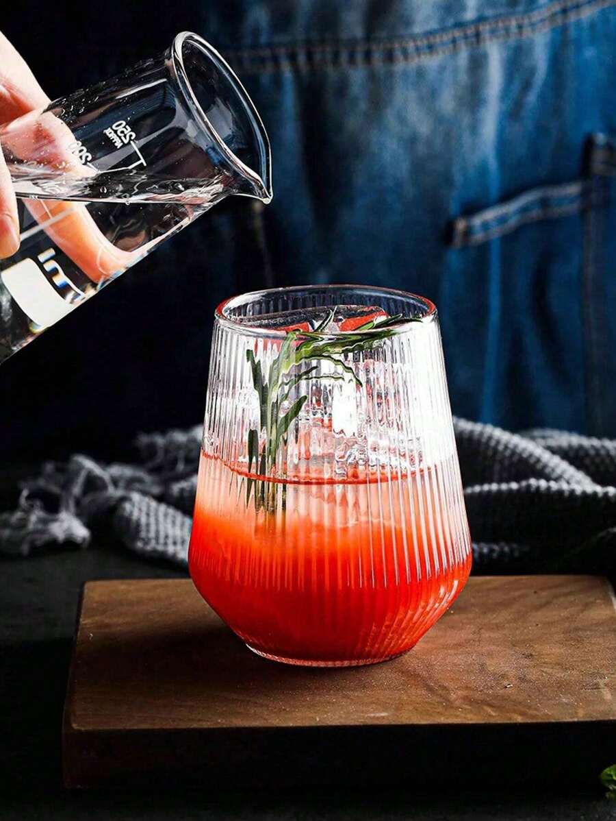 1pc Ins Style Striped Glass Water Cup, Glass Coffee Cup, High ...