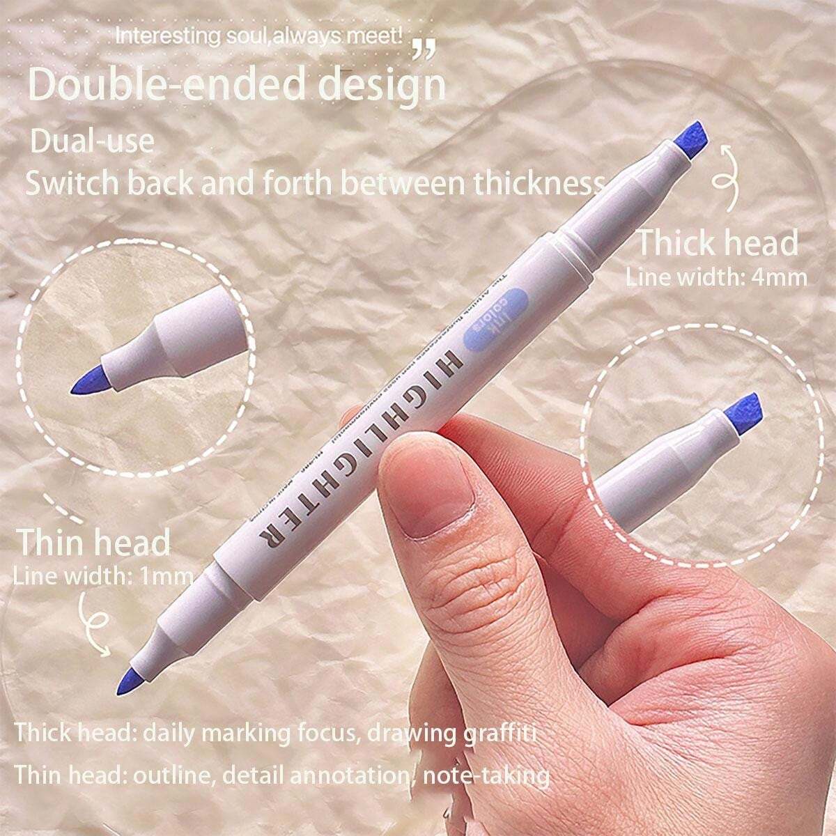 Double Headed Fluorescent Pen Retro Marker Pen Macaron Color Marker Pen ...