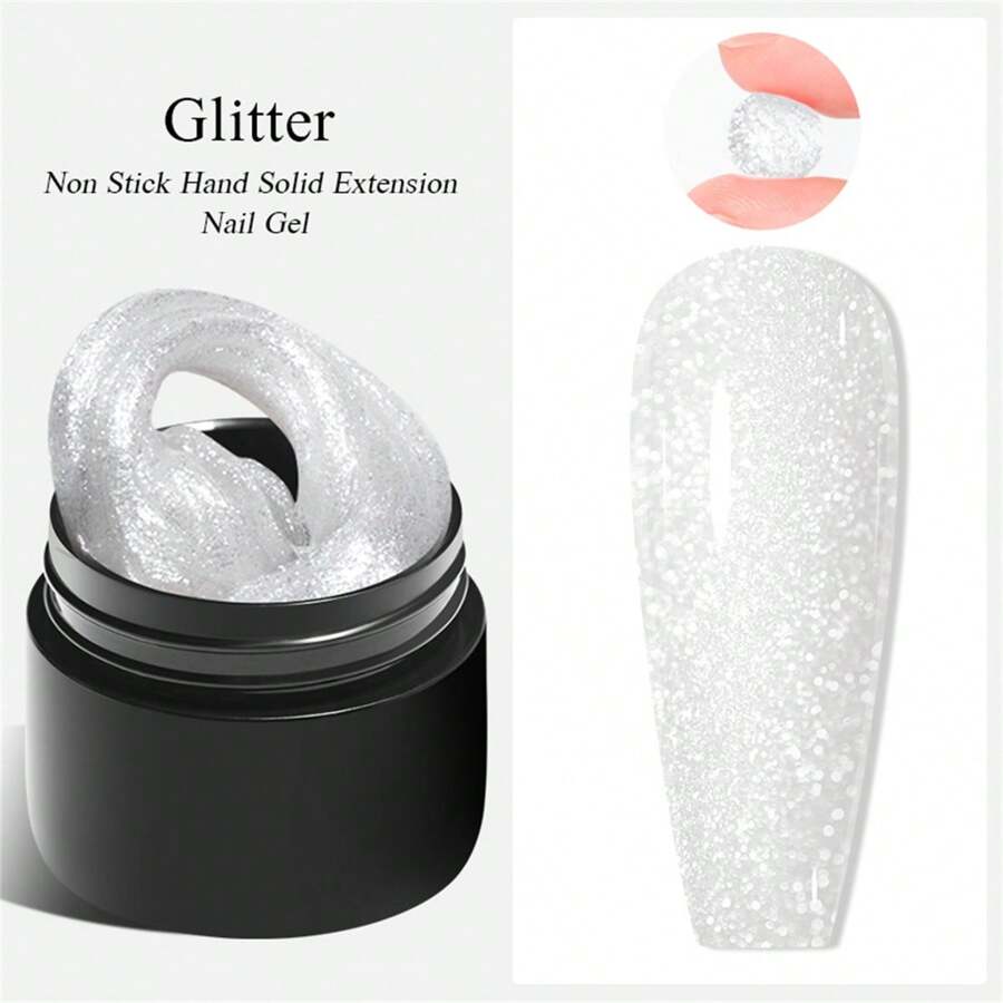 6pcs Aurora Non-Stick Hand Solid Nail Extension Gel Set -Clear Glitter ...