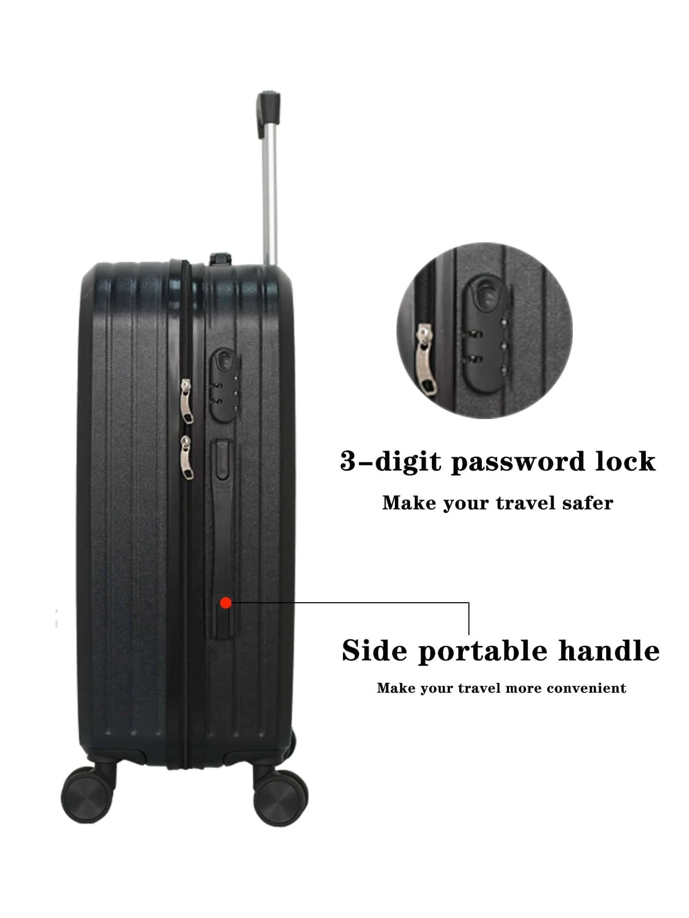 1pc 20/24/26 Inch Checked Luggage Suitcase With 3-Position Aluminum ...