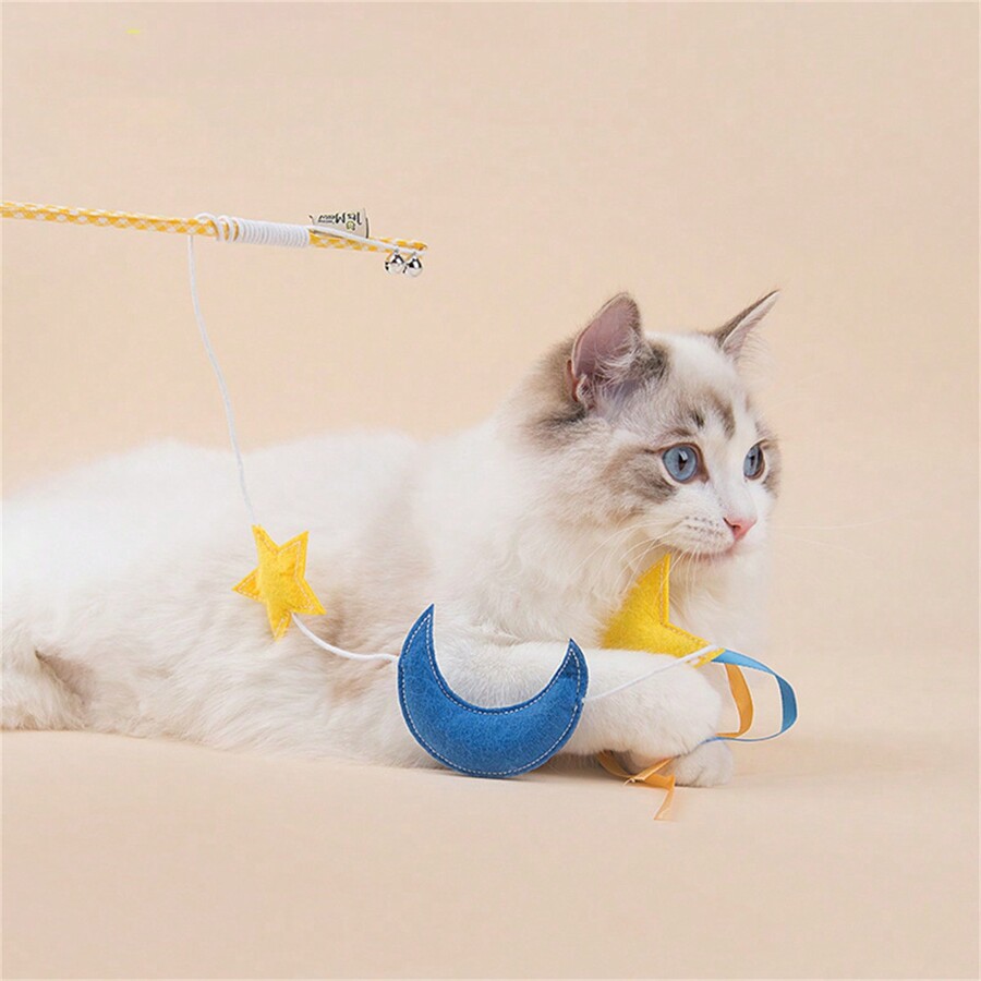 1pc Cute Cartoon Cat Toy Stick Interactive Toy For Cats To Play And ...