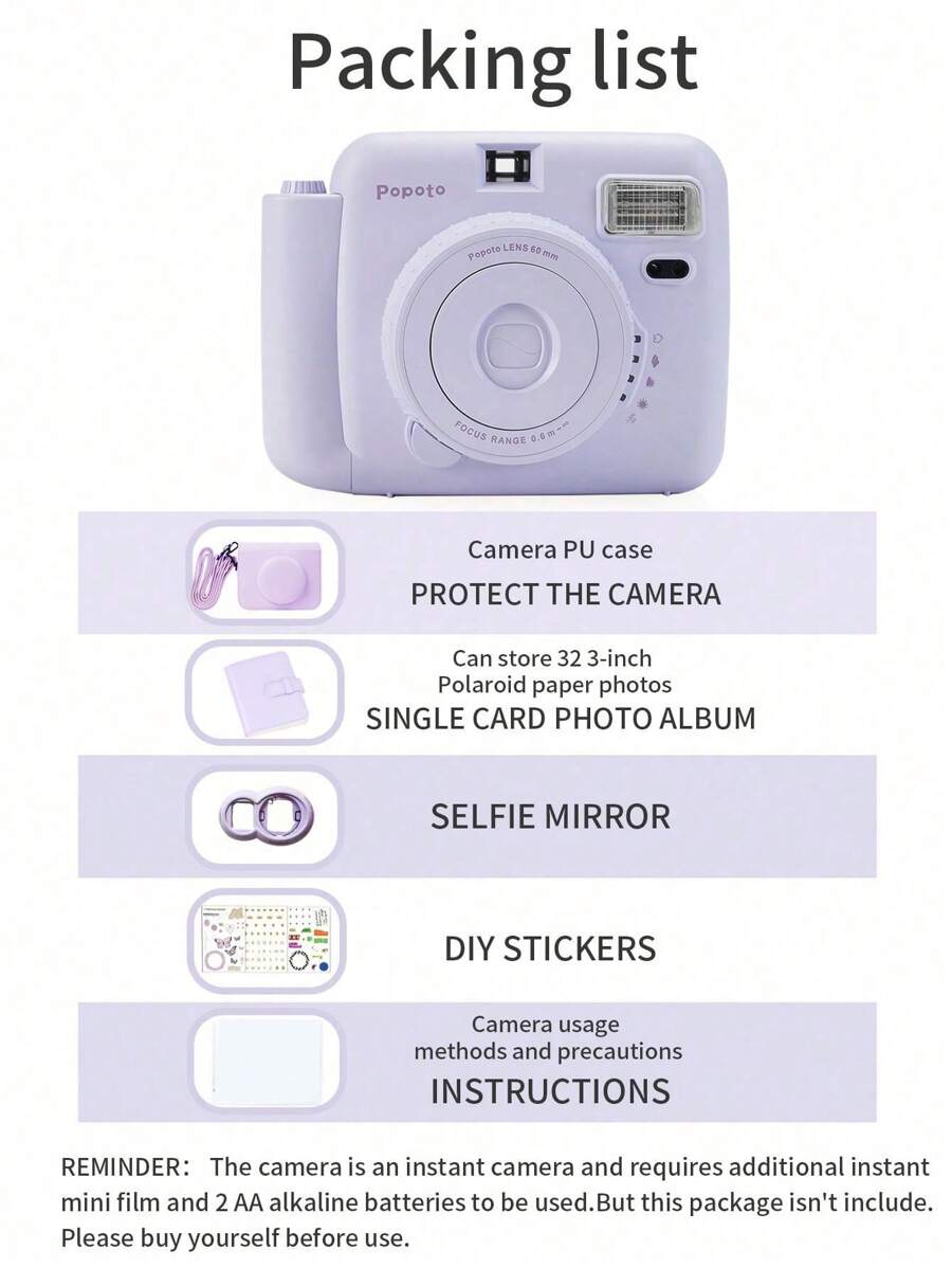 popoto Popoto Instant Camera Set 6In1 Photo Camera For Instant Mini ...