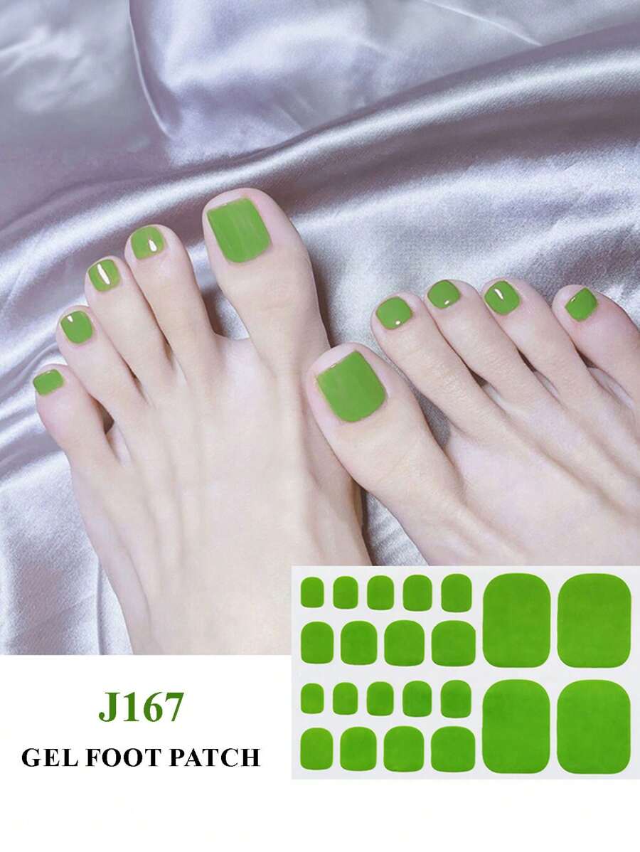 24pcs Foot Nail Adhesive Stickers Set, Green French Foot Massage ...