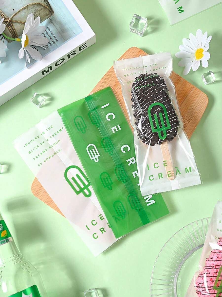 40/45/50/55/60/65pcs Assorted Green & White Popsicle Packaging Bags ...