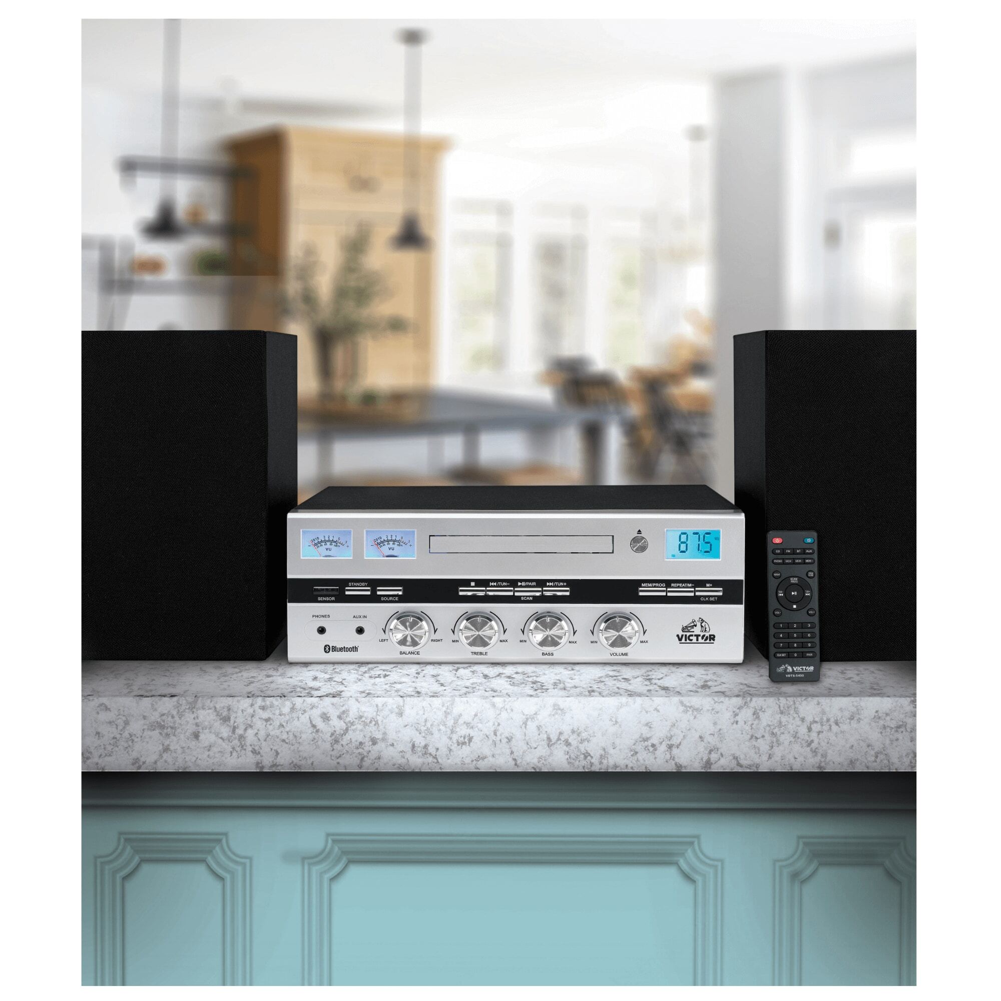 Victor Audio Milwaukee II Desktop Bluetooth Front-Loading CD Player ...