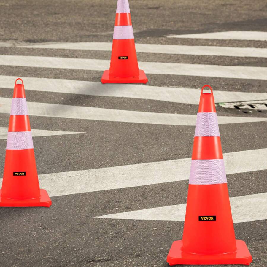Safety Cones 12 X 28" Traffic Cones, PVC Orange Construction Cones 2 ...