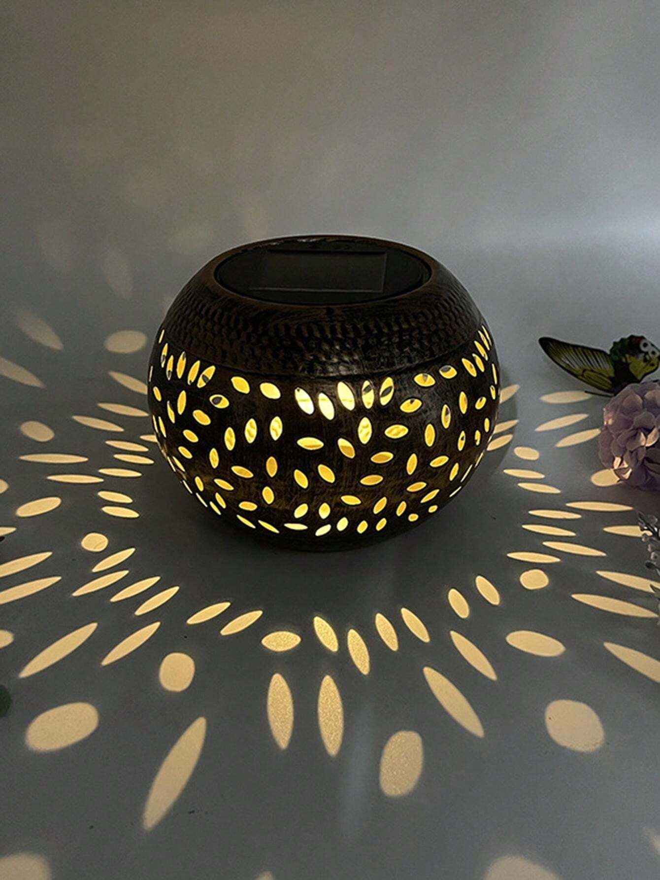 Solar Table Light Outdoor Waterproof Solar Powered LED Lamp Hollowed ...