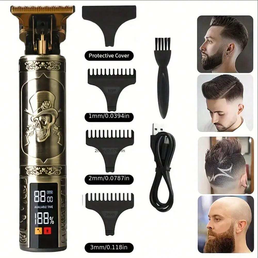 Beard Trimmer - Zero Gapped T-Blade Trimmer With LCD Display - Hair ...