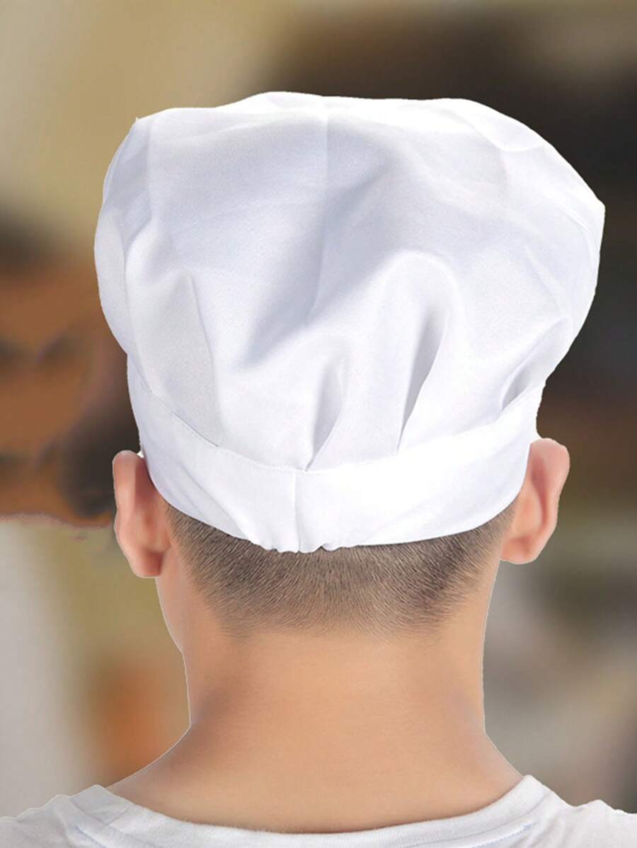 1pc Hotel Chef Hat, Chef's Cap, Pleated Round Mushroom Hat, Unisex, For ...