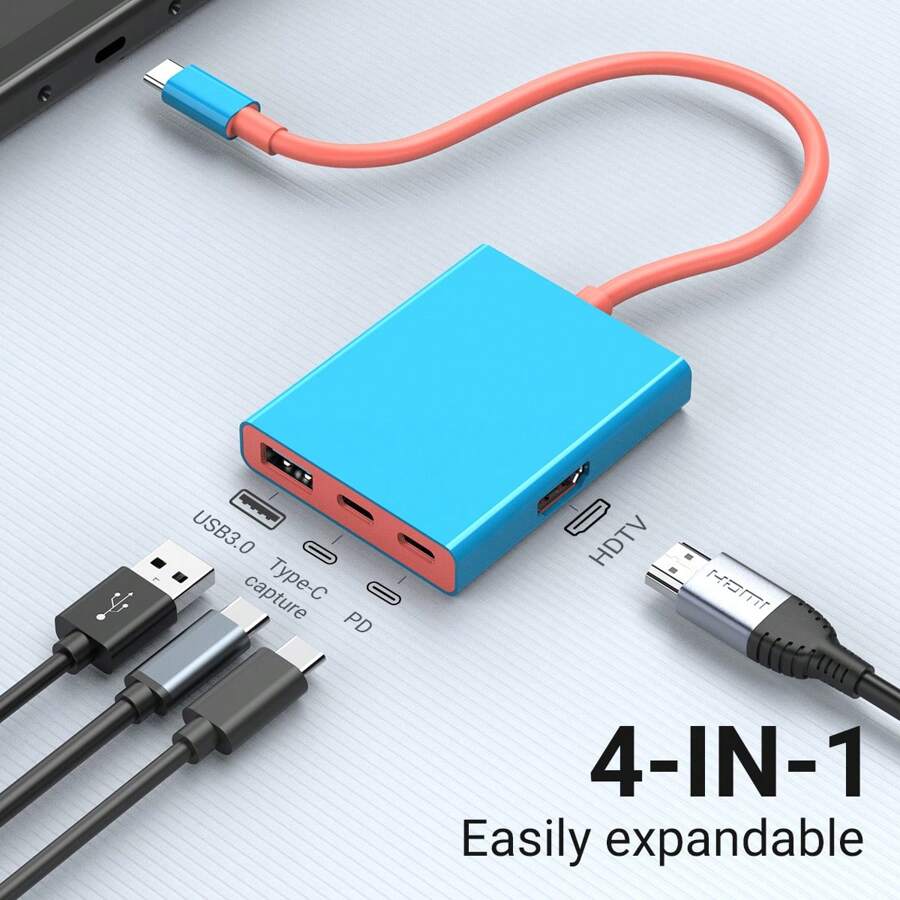 NADODO Adaptateur Type C vers HDMI 4K/30Hz avec port USB3.0 et PD 100W, 4 en 1 HUB ...