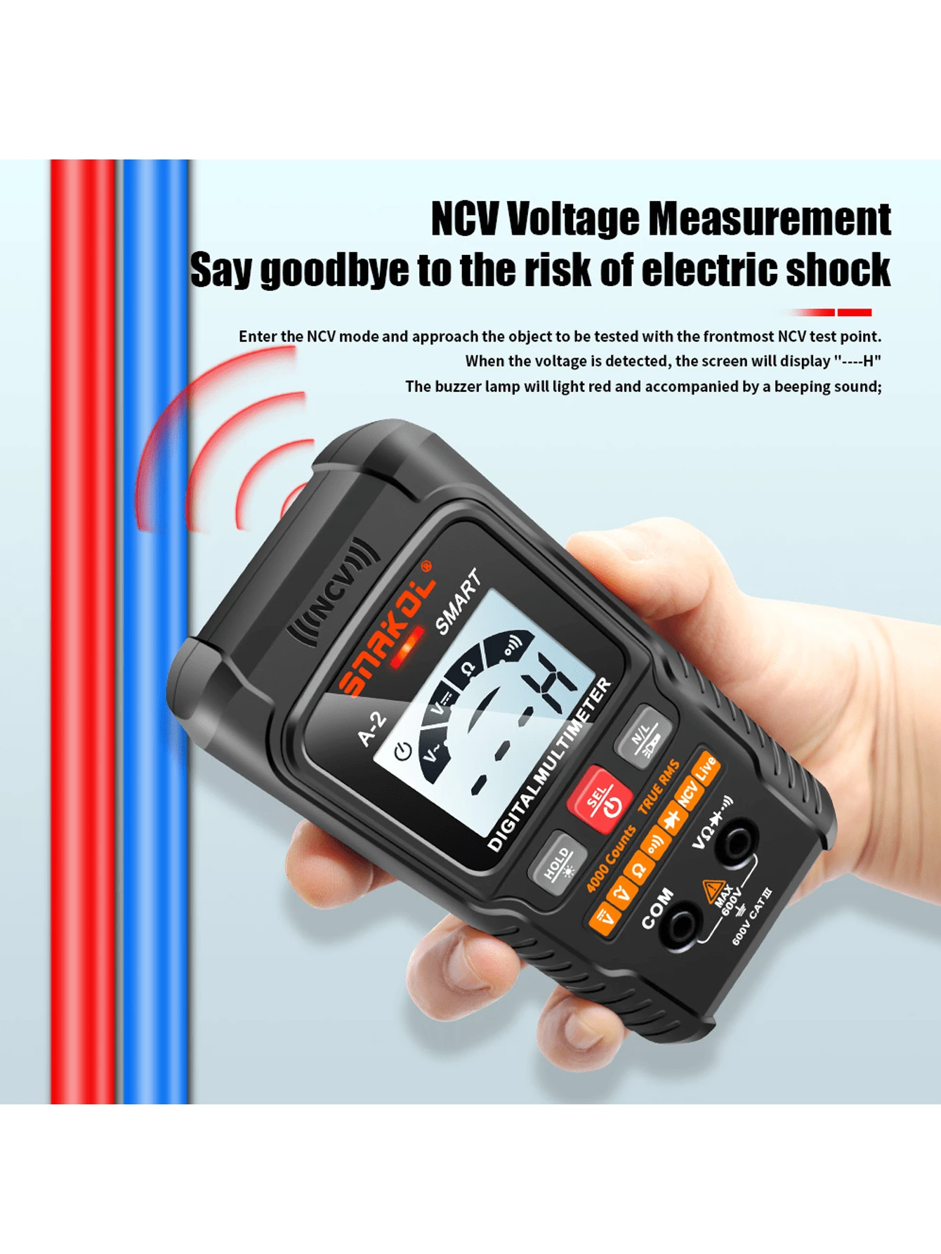 SNAKOL A1 Digital Multimeter Smart Auto Range 600V 4000 Count Tester ...