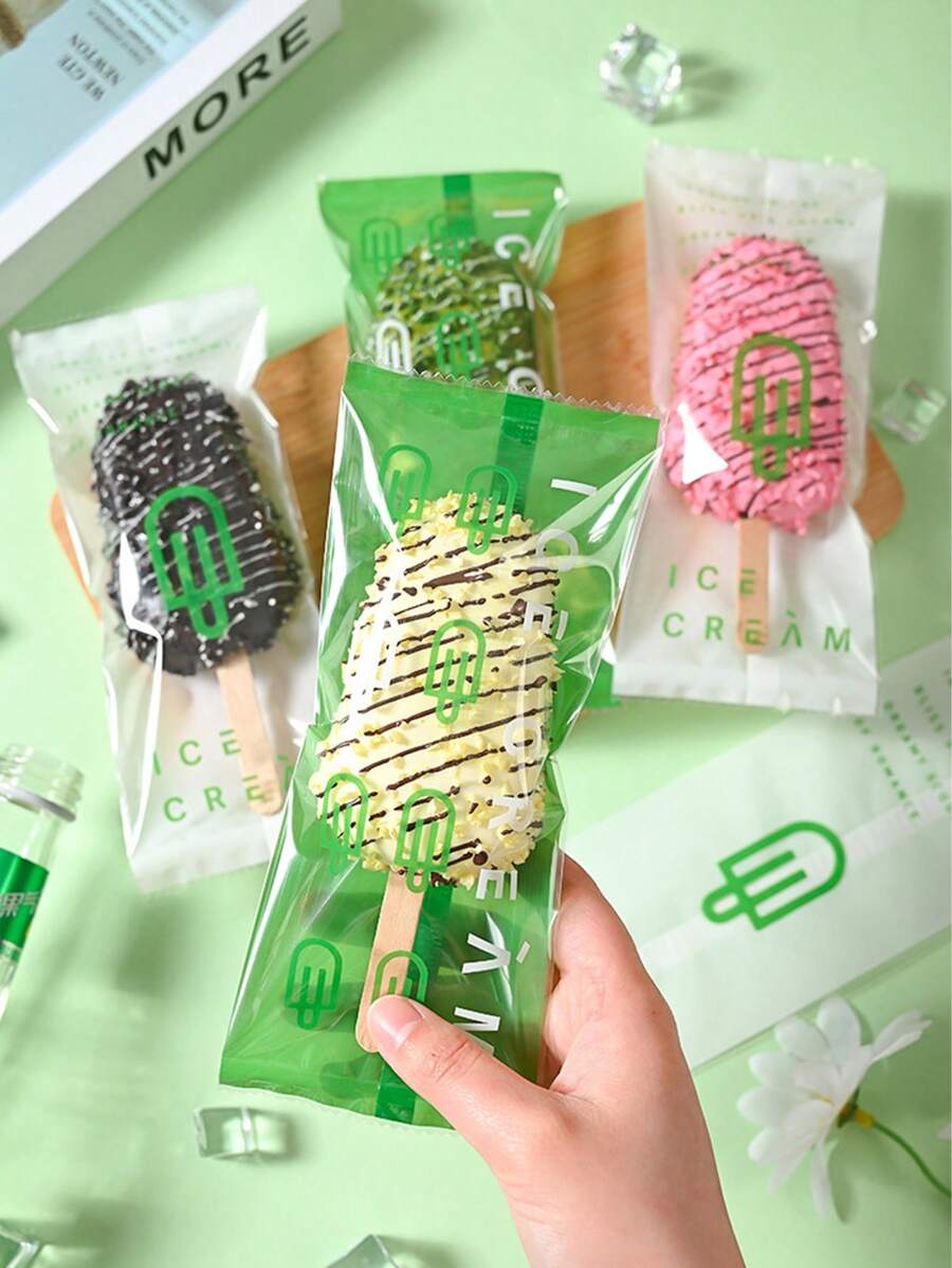 40/45/50/55/60/65pcs Assorted Green & White Popsicle Packaging Bags ...