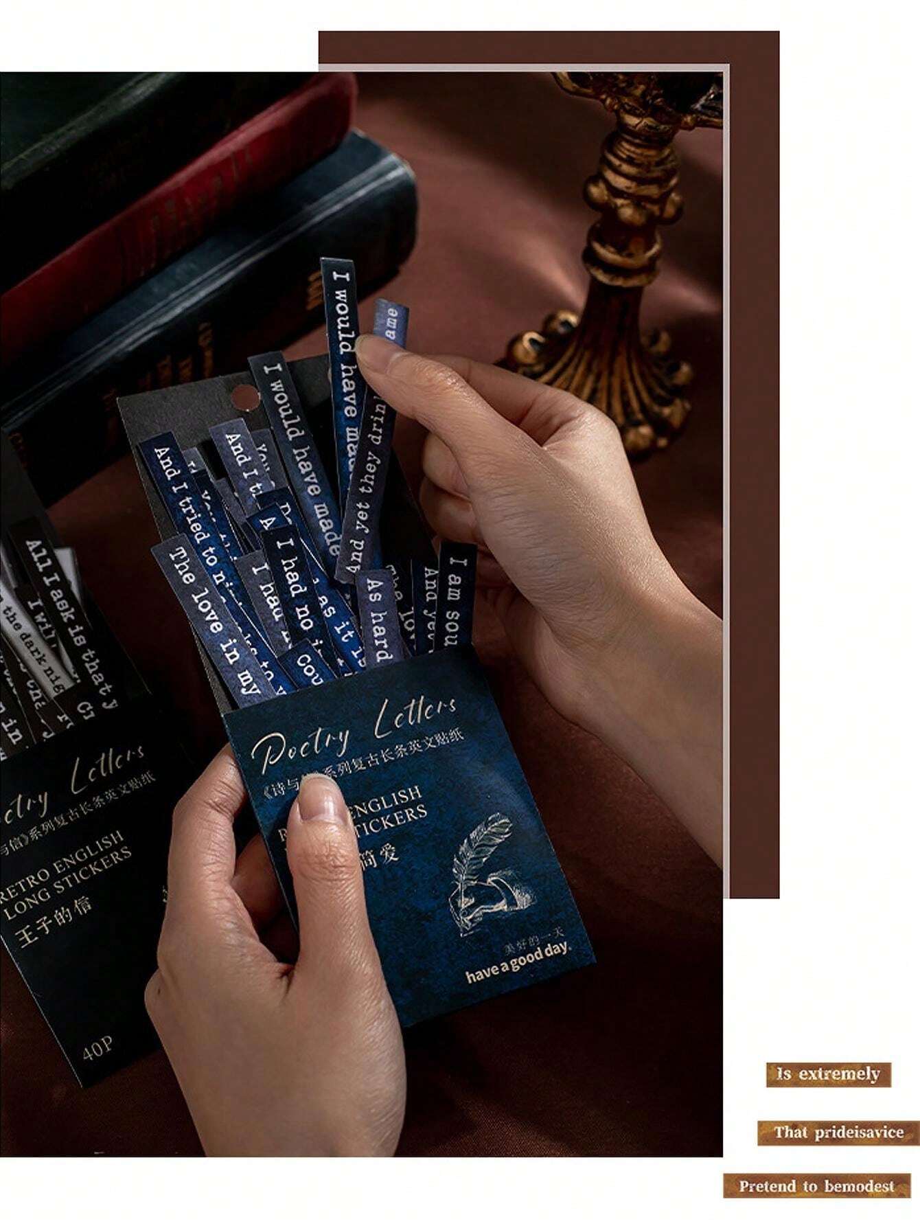 40pcs/Pack English Poetry Sticker Set Vintage Quotes Decorative ...