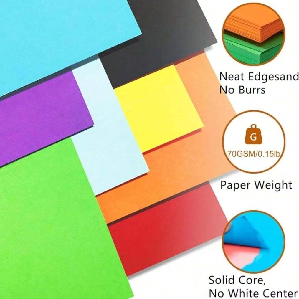 100pcs 70GSM Colored Paper, Craft Origami Paper DIY Printer Paper Copy ...