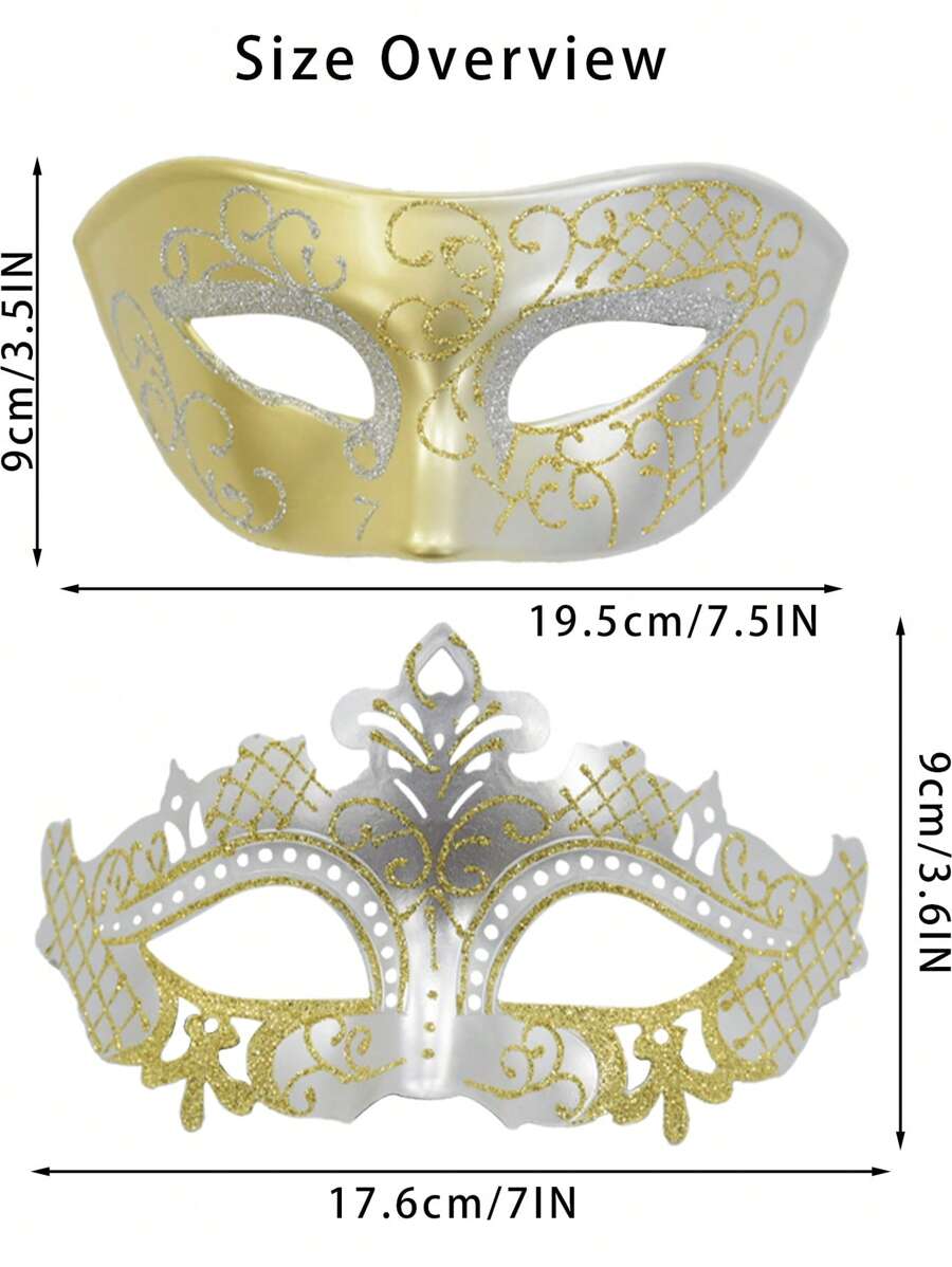 2pcs Black & Gold Masquerade Party Masks, Deluxe & Fascinating Venetian ...