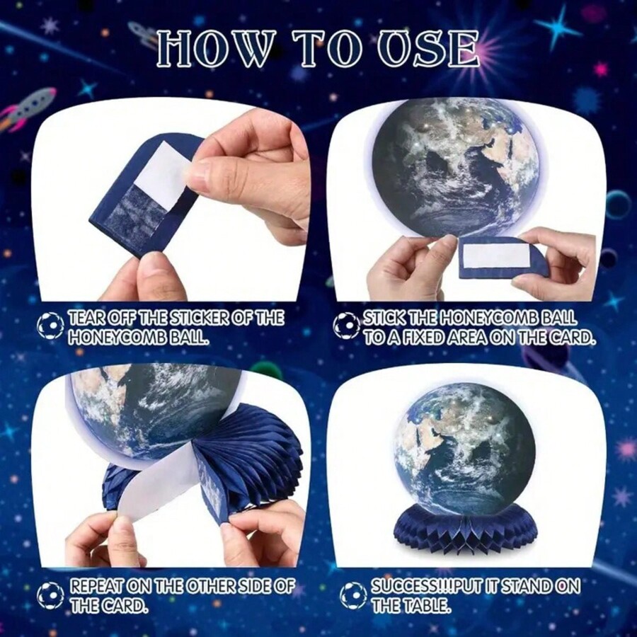 10 Pieces Space Solar System Theme Honeycomb Centerpieces Table Topper ...